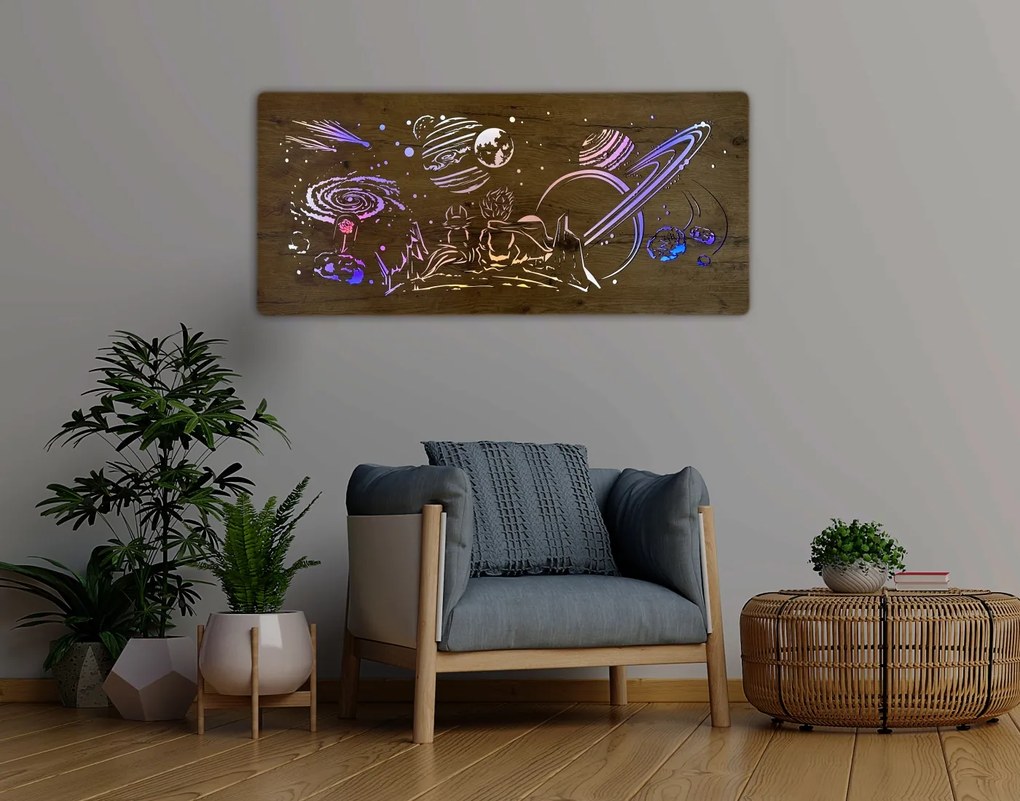 Li-Go "Malý princ" světelný obraz 230V 110x50cm provedení povrchu: dub světlý