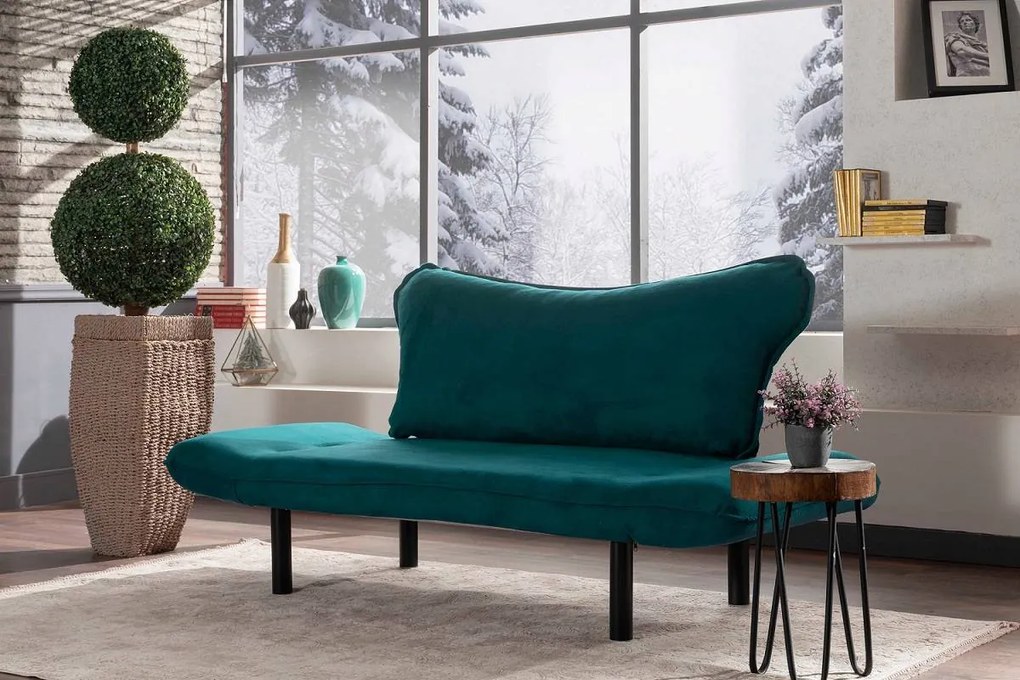 Designová rozkládací pohovka Wenda 140 cm petrolejová