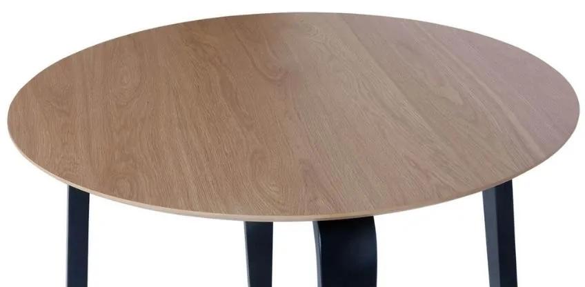 Dřevěný kulatý jídelní stůl Somcasa Nora 100 cm s černou podnoží