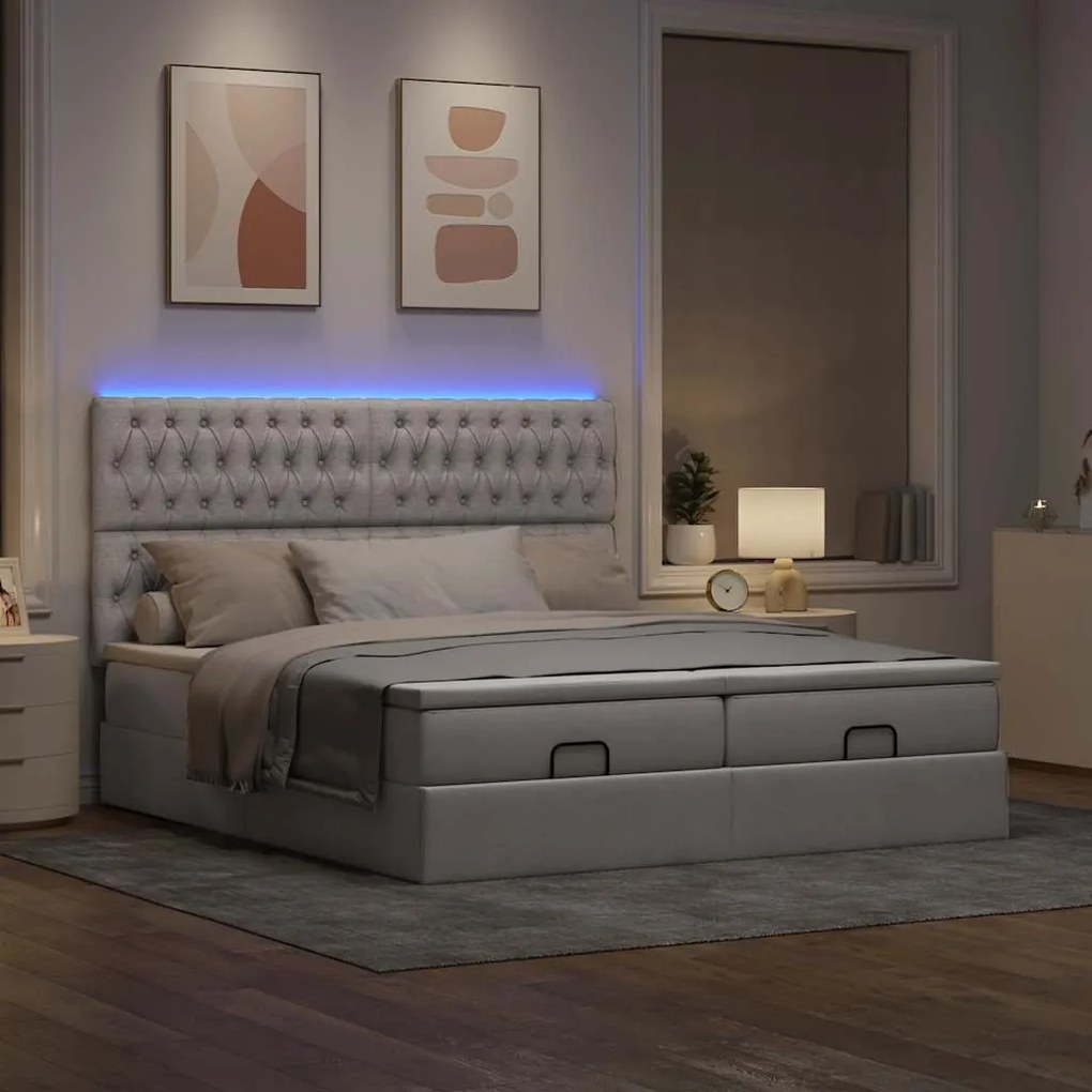 Osmanský rám postele s matrací taupe 180x200cm textil 3314566