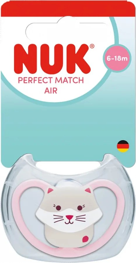 Dudlík NUK Perfect Match Air CAT 6-18m 1ks box velikost 6-18 m