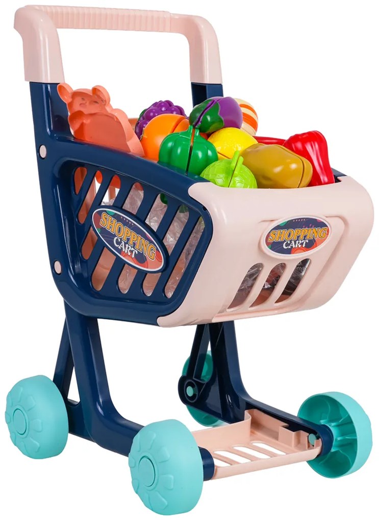 RKToys Dětský nákupní vozík s ovocem a zeleninou