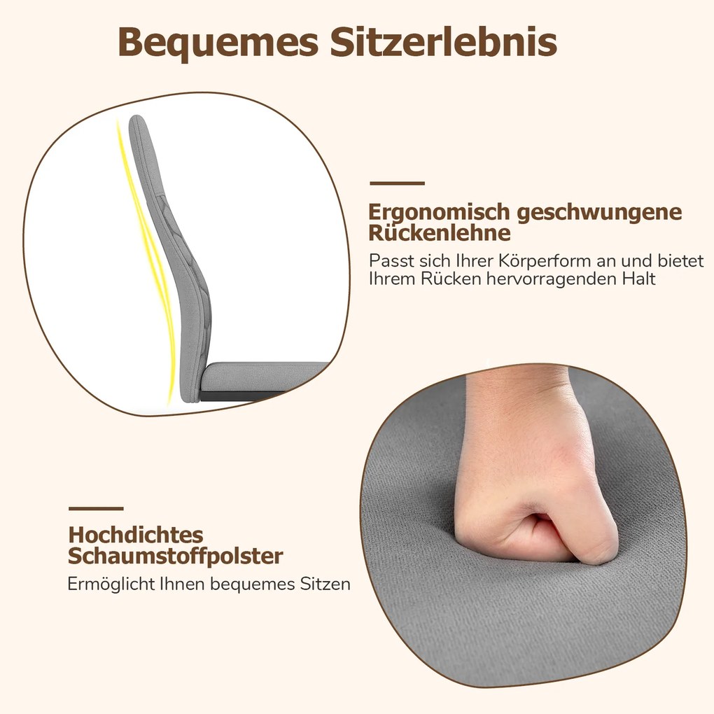 Costway Sada 4 moderních jídelních židlí bezruká kuchyňská židle se šikmým