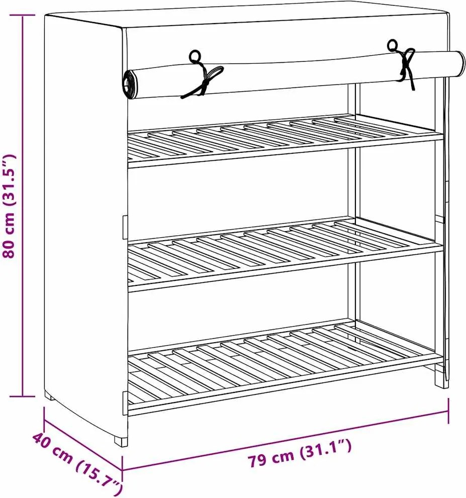 vidaXL Marketos Botník s potahem bílý 79 x 40 x 80 cm textil