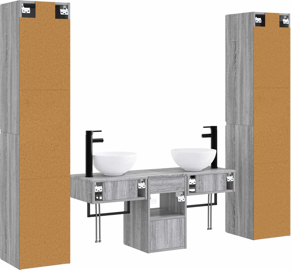 Sada koupelnového nábytku 5 ks Šedý Sonoma 33 x 34,5 x 160 cm 3406009