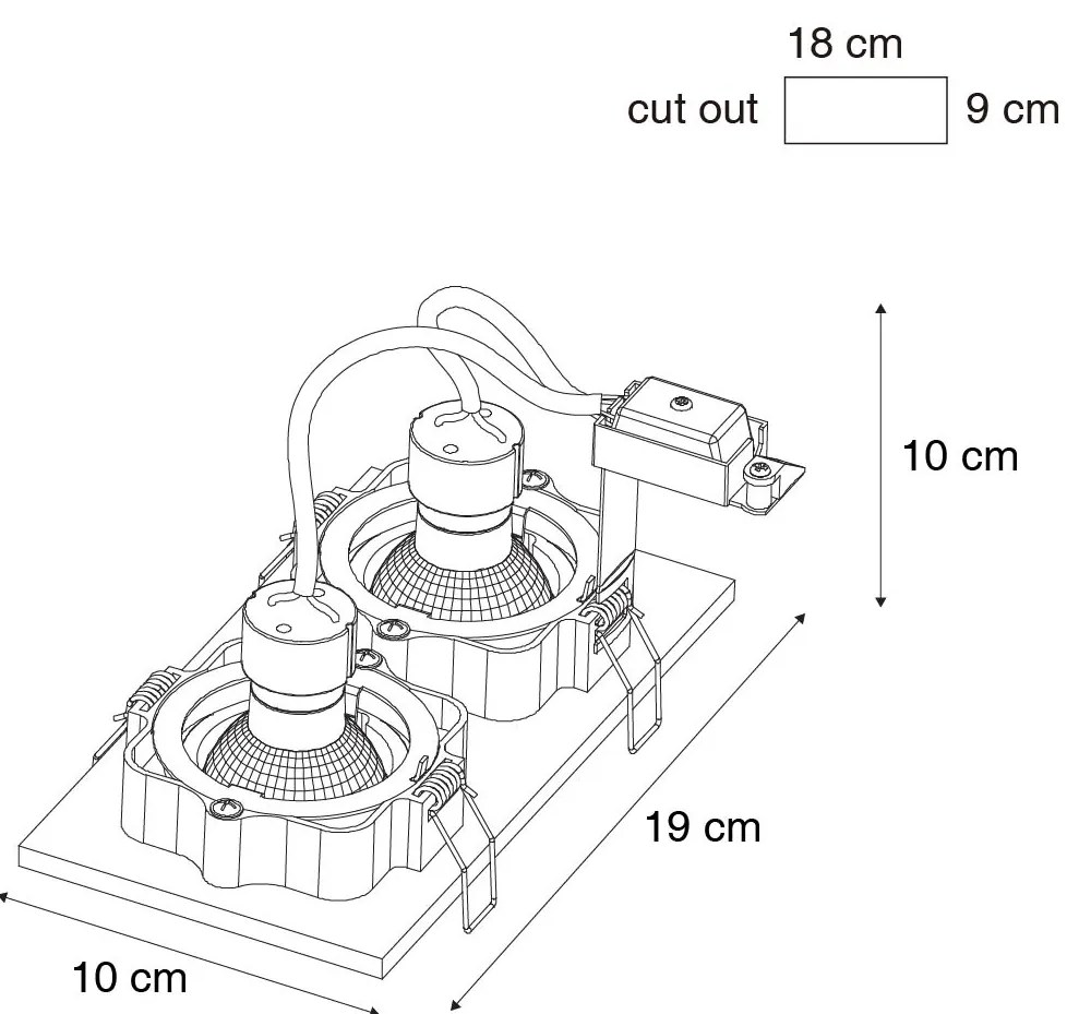 Sada 6 Zapuštěných Bodových Světel Tmavě Bronzová Obdélníková Dvou-Světelná Nastavitelná - Qure