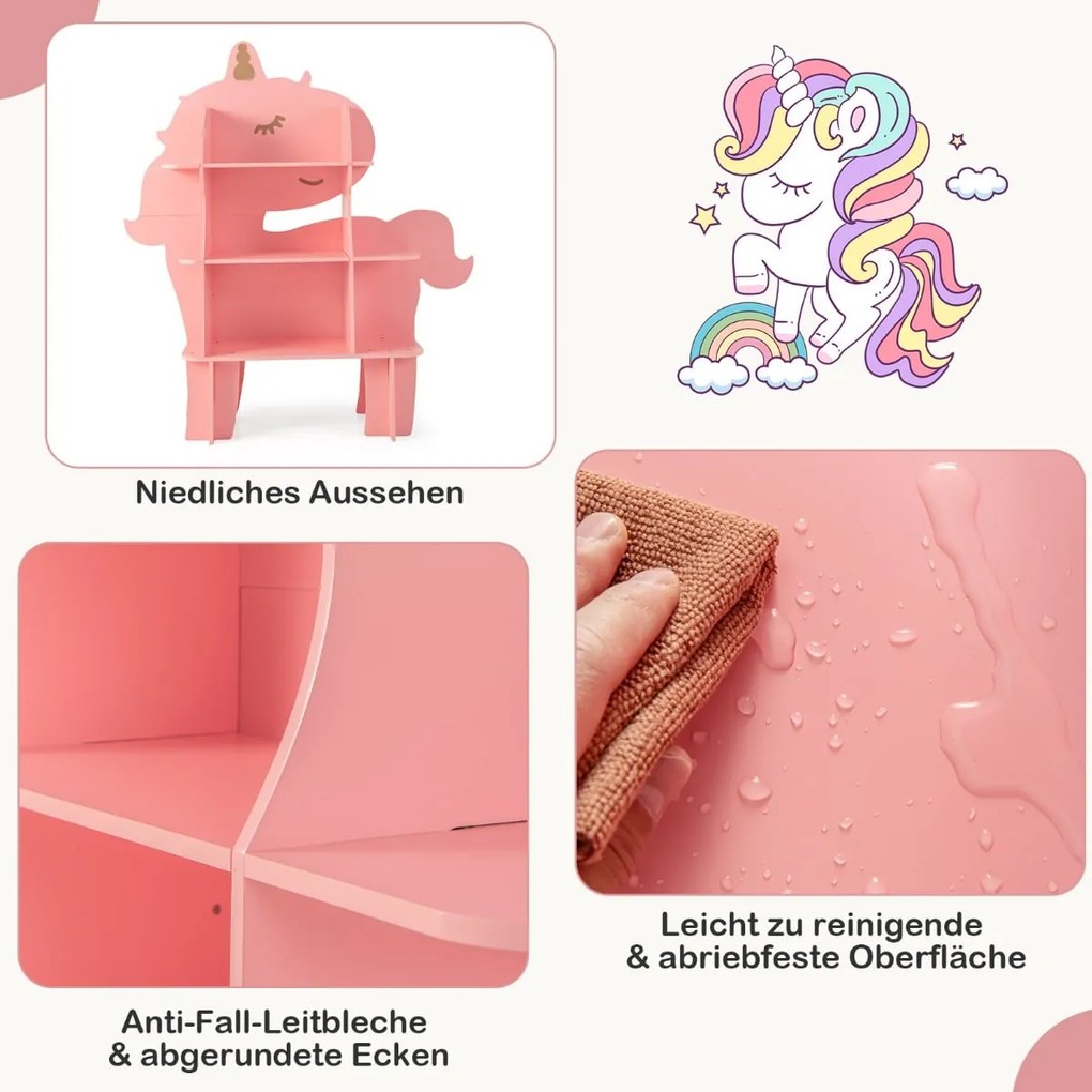 Costway Organizér na ukládání hraček Unicorn pro děti s otevřenými policemi
