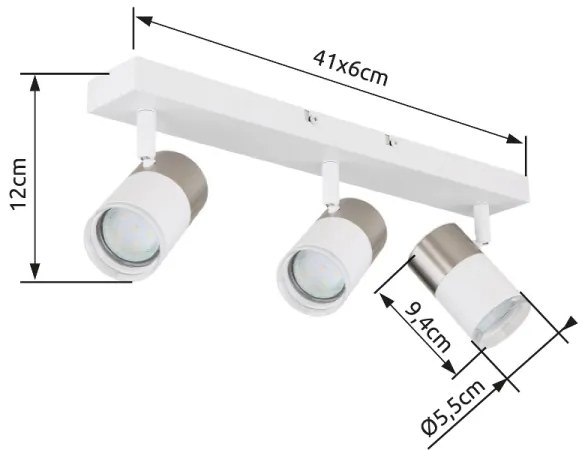 Globo 57851-3 - Bodové svítidlo BRISBON 3xGU10/25W/230V bílá/chrom