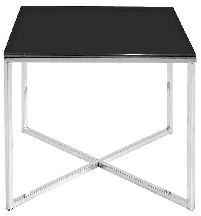 Konferenční stolek 50x50 cm se skleněnou černou deskou na kovové podnoži DO048