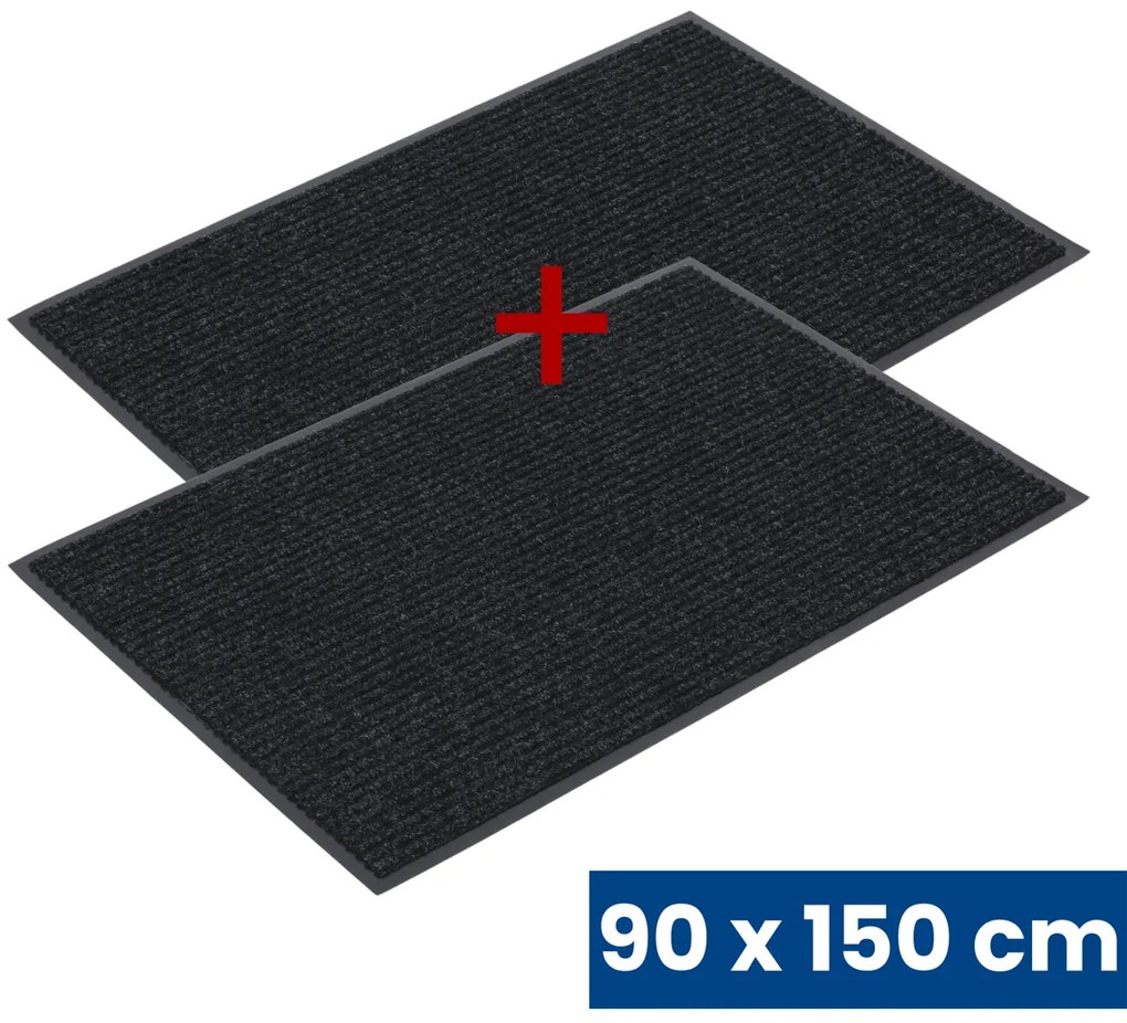 Odolná vstupní kobercová rohož s PVC 1+1 ZDARMA, 90 x 150 cm, černá