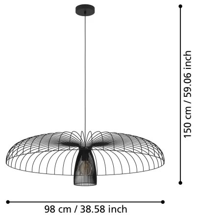 Eglo 390217 - Lustr na lanku CHAMPERICO 1xE27/60W/230V 98,5 cm černá