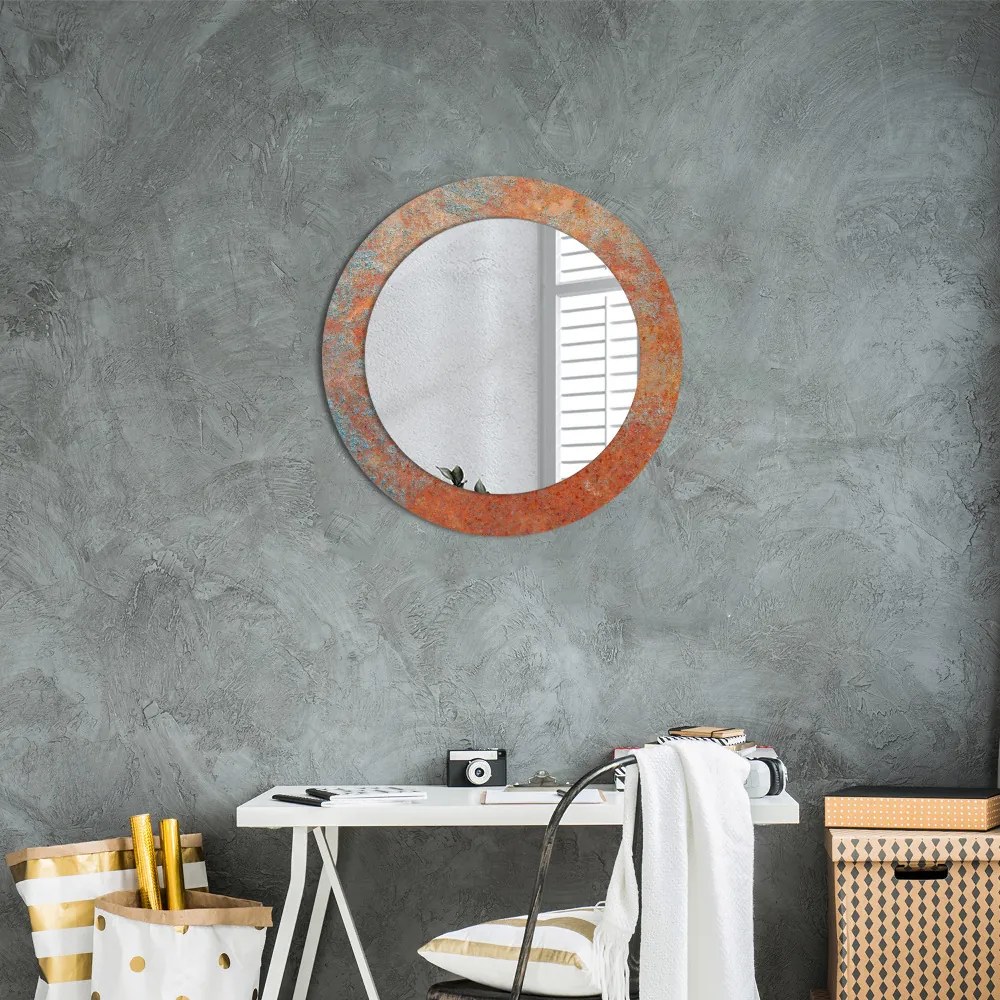 Kulaté dekorativní zrcadlo na zeď Rezavý kov fi 60 cm