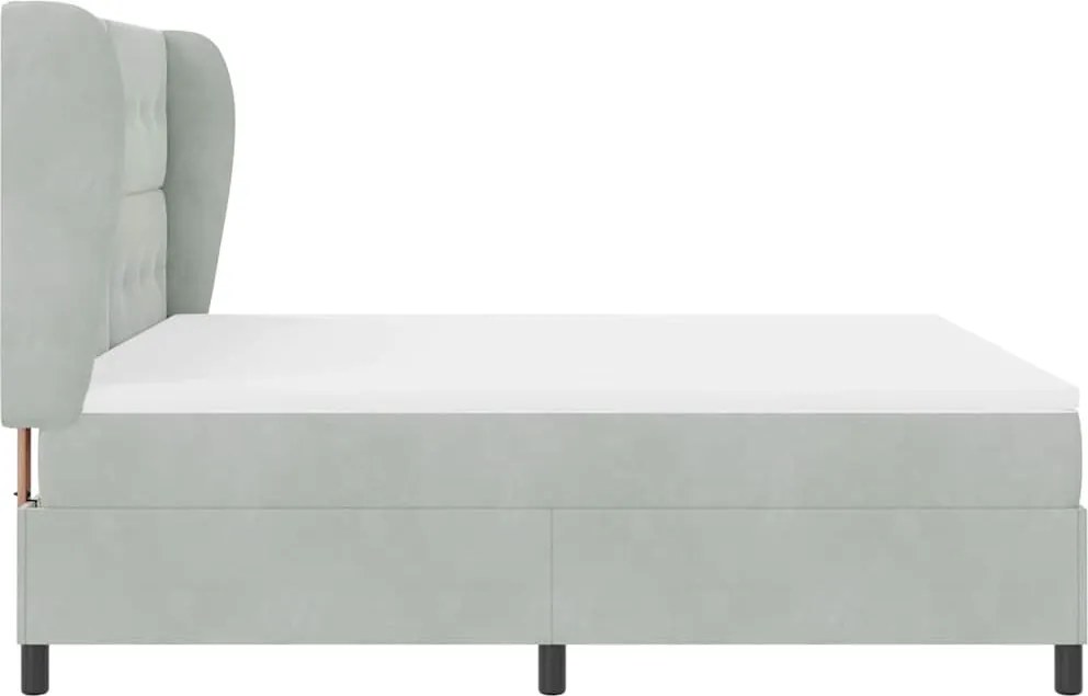 Postel s boxspringem s čelo Světle šedá 200 x 180 cm samet 3340940