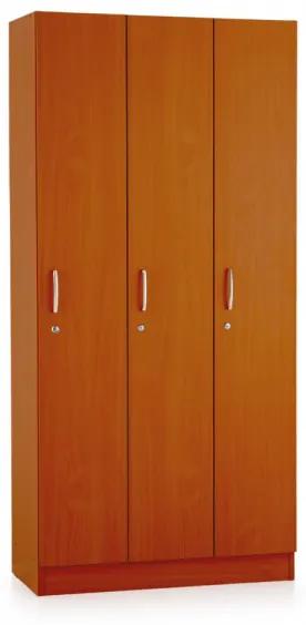 Dřevěná šatní skříňka Visio - 3 oddíly, 90 x 42 x 190 cm