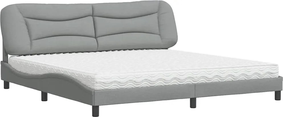 Postel s matrací Hvar světle šedá 200 x 200 cm textil 3208555