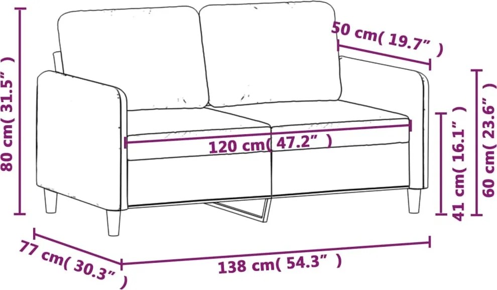 vidaXL 2místná pohovka 120 cm samet [359432] Barva: Modrá