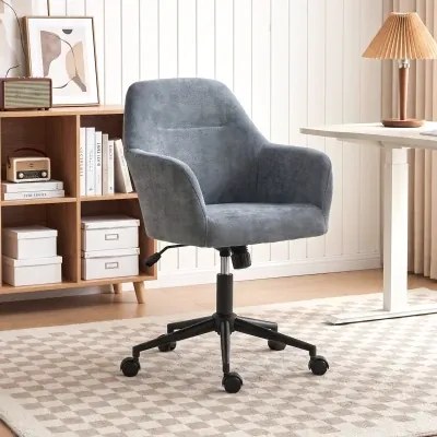 HOMCOM ergonomická kancelářská židle, židle z chenillu s nastavitelnou výškou, houpací funkcí, modrá