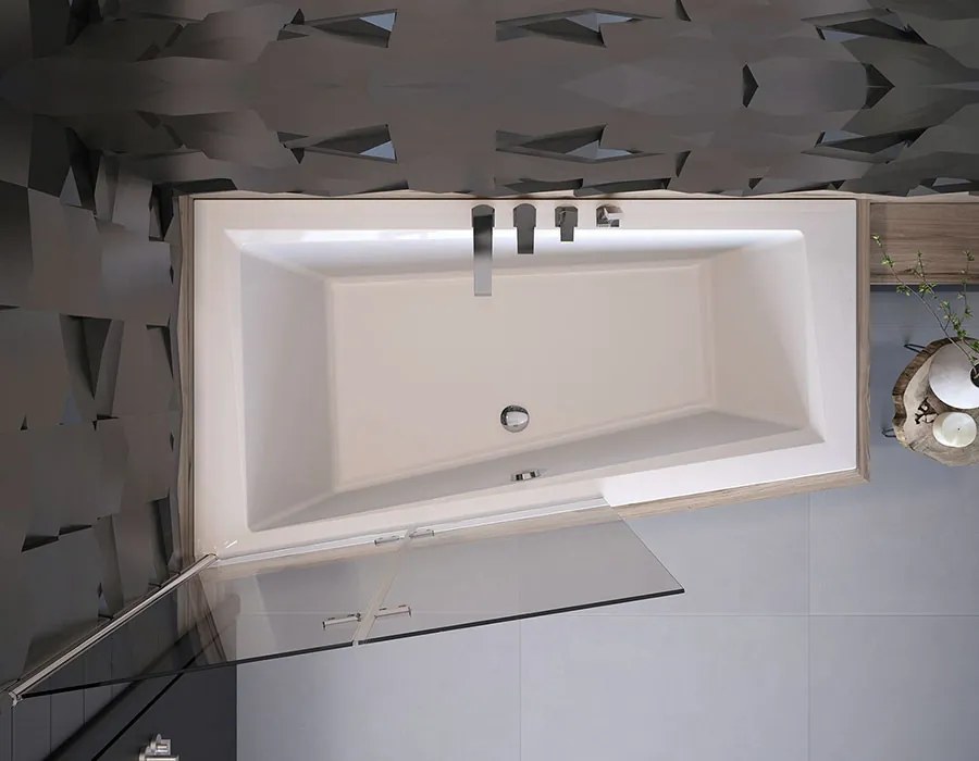 Besco Akrylátová asymetrická vana se sníženým lemem Intima Slim 150x85 (160x90) Barva: Bílá, Rozměry (cm): 160x90, Orientace: Levá