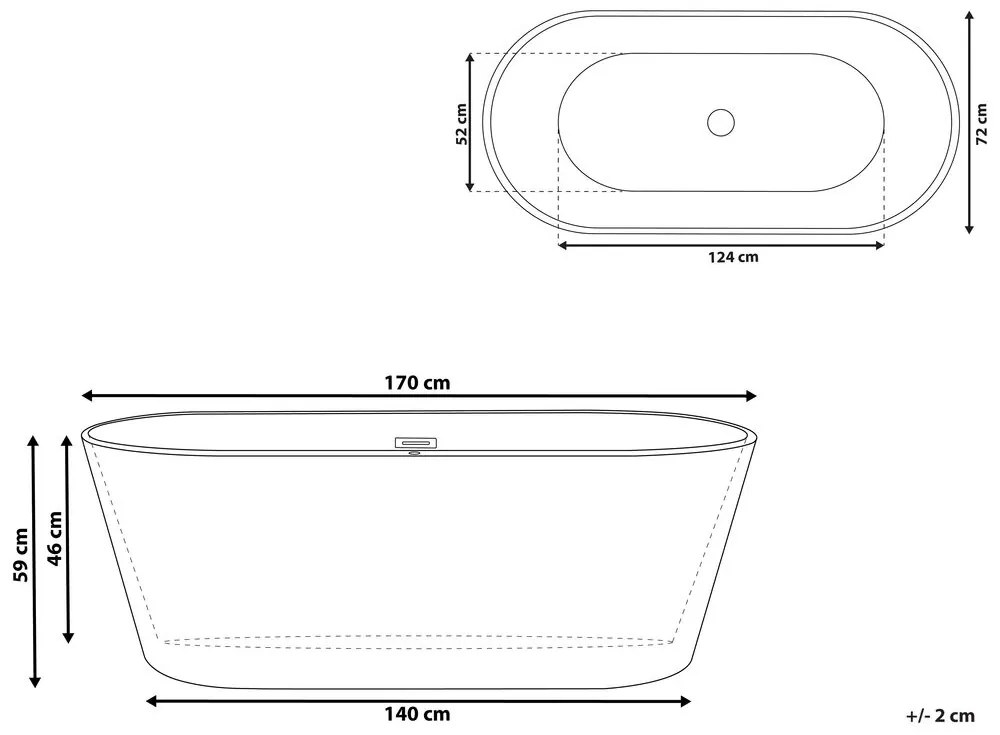 Volně stojící vana 170 x 72 cm bílá HAVANA Beliani