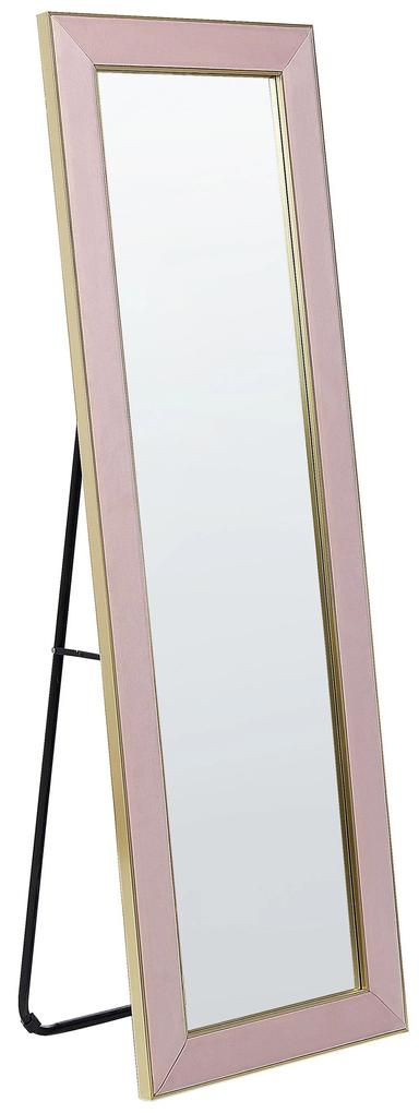 Sametové stojací zrcadlo 50 x 150 cm růžové LAUTREC  Beliani