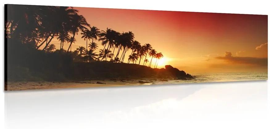 Obraz západ slunce na Srí Lance - 150x50 cm