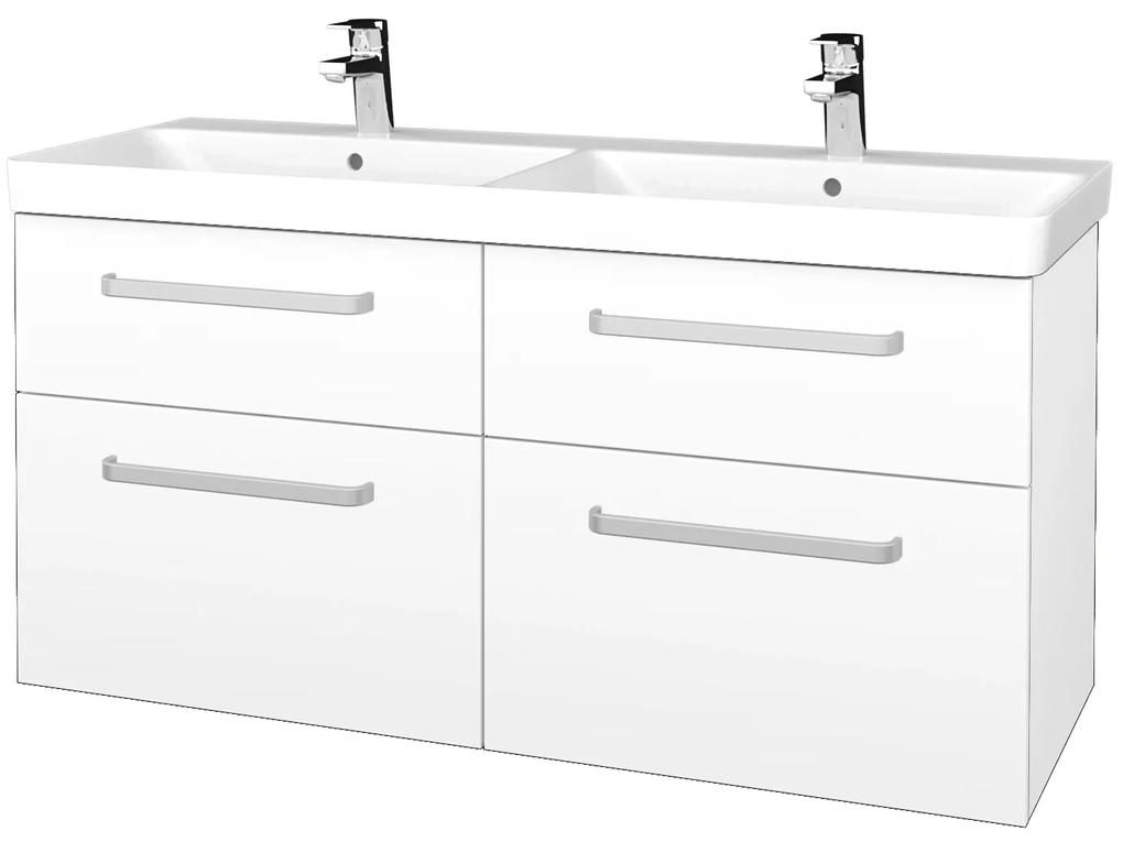 Dřevojas Koupelnová skříň Q MAX SZZ4 120 Varianta: N01 Bílá lesk / Úchytka T02 / D16 Beton tmavý
