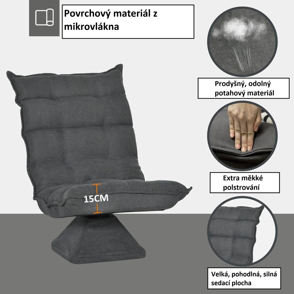 HOMCOM Polohovatelné relaxační křeslo šedé 839-423V00GY