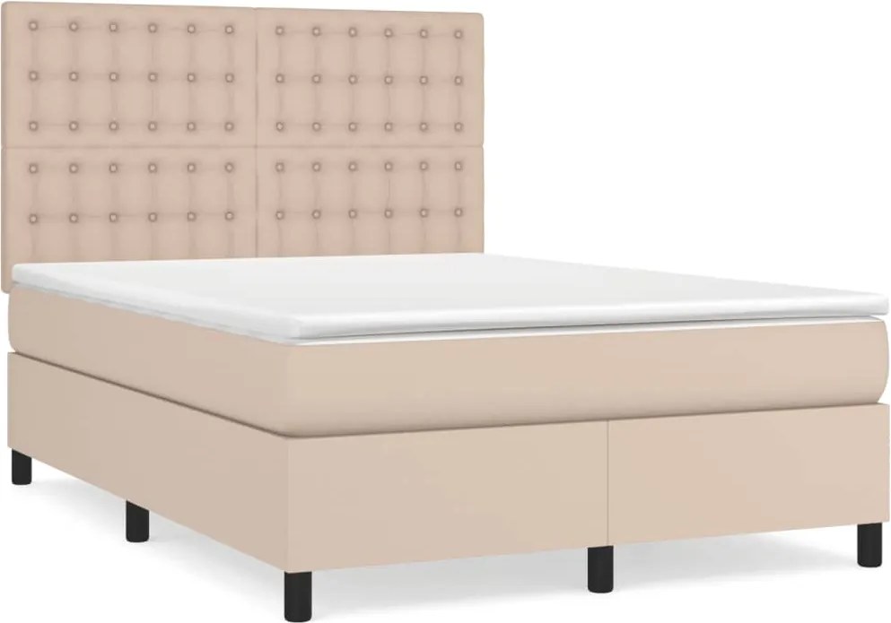 Box spring postel s matrací cappuccino 140x200 cm umělá kůže 3142850