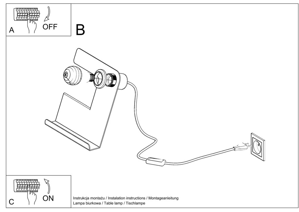 Stolní lampa Incline, bílé tělo svítidla