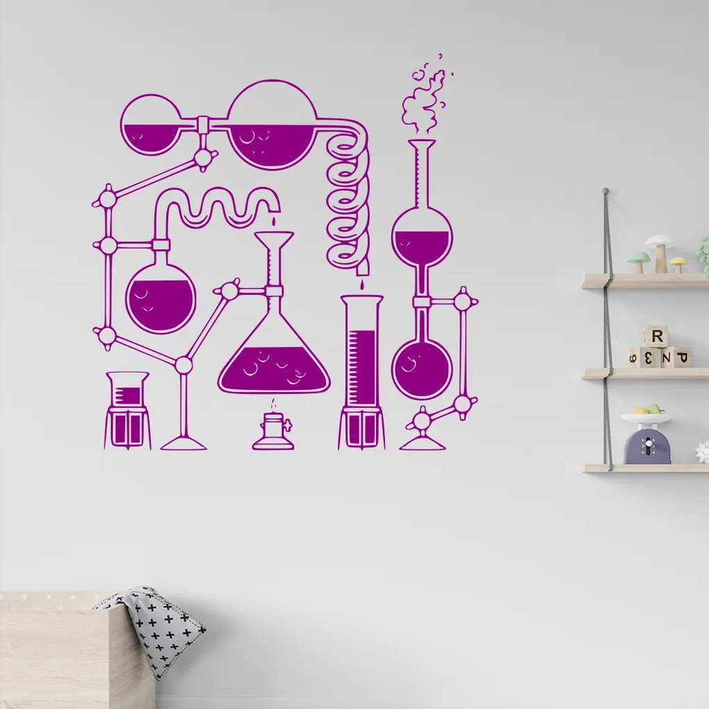Živá Zeď Samolepka na zeď Chemie Barva: fialová, Velikost: 100 x 102 cm