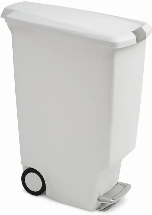 Simplehuman, Pedálový odpadkový koš – 40 l, úzký, bílý plast | bílá