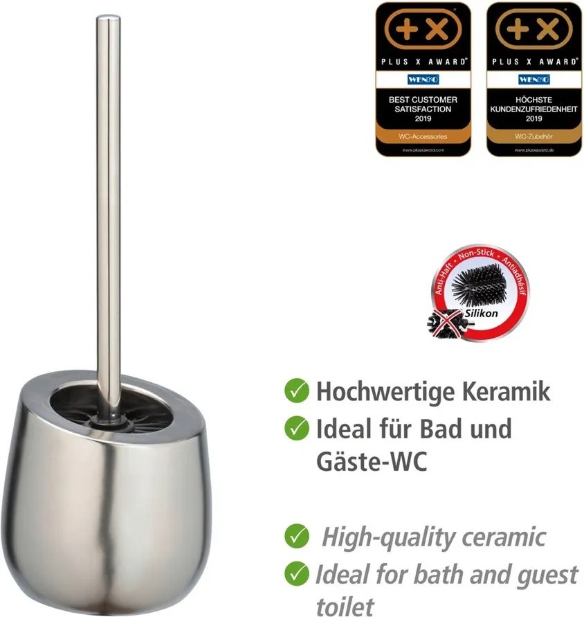 Keramická WC štětka v matně stříbrné barvě Badi – Wenko