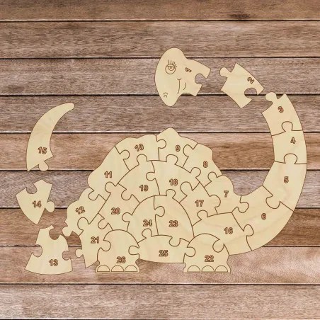 Dětské dřevěné puzzle - Dinosaurus a čísla 26 dílků | SENTOP H023