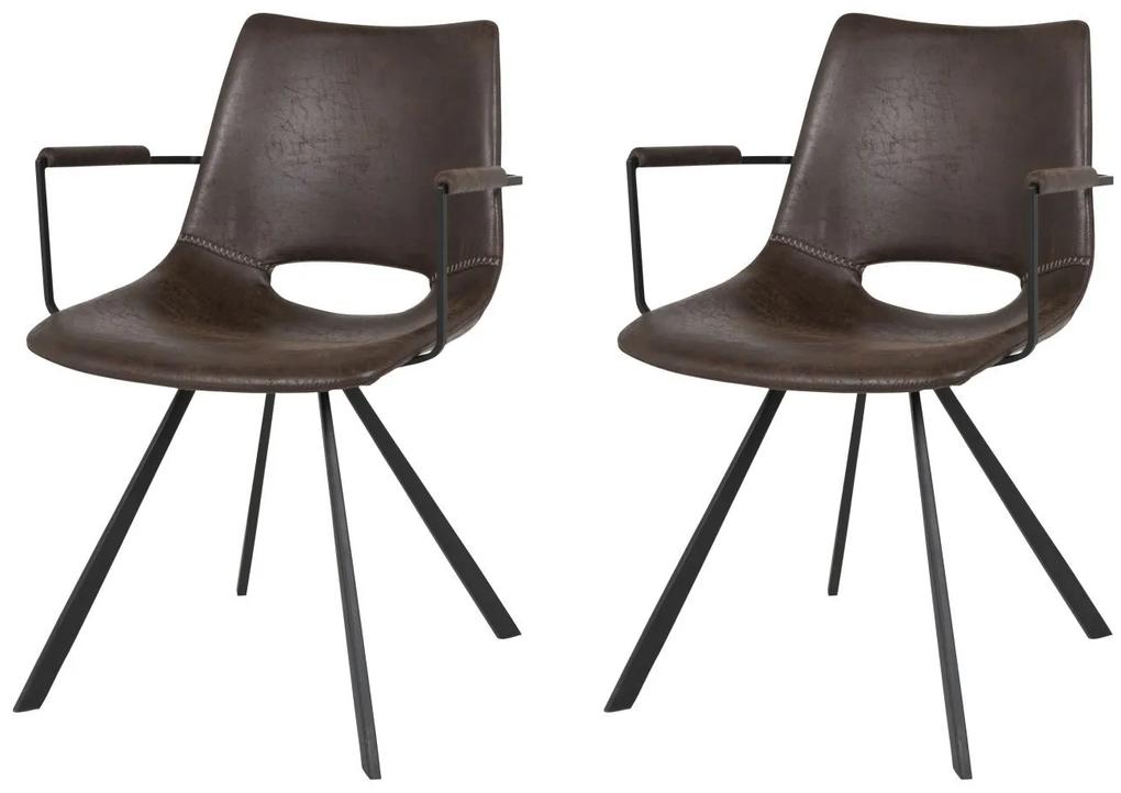 Designová židle Izabella s opěrkami / tmavě hnědá-černá