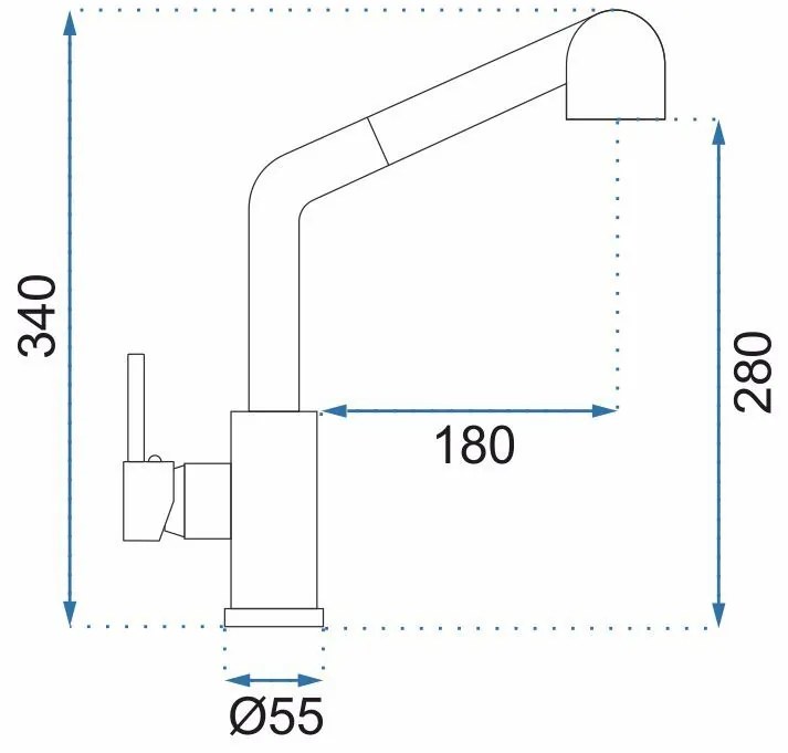 Rea Troy, stojánková kuchyňská baterie 34 cm, černá matná, REA-B6300