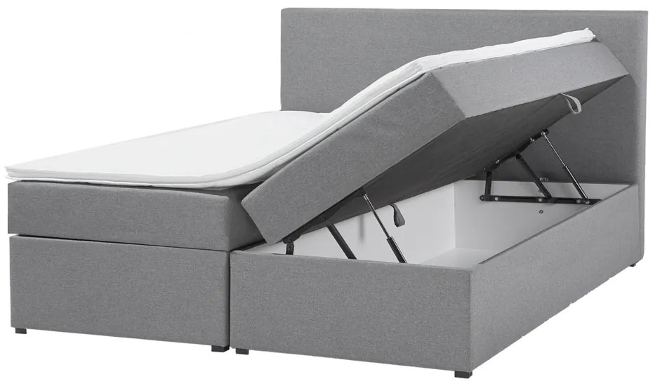 Kontinentální postel šedá s úložným prostorem, 160x200 cm SENATOR