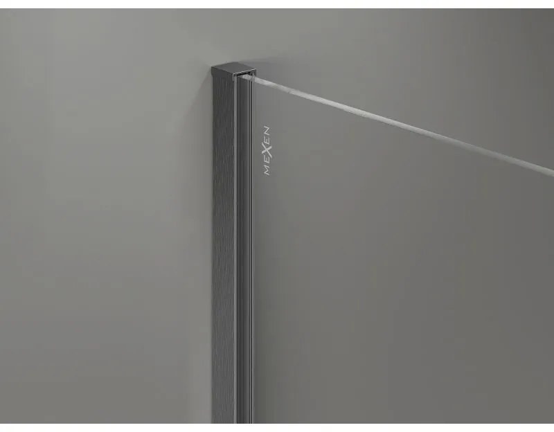 Mexen, Mexen Kioto-X sprchová stěna 100 x 200 cm, 10 mm matná, pistolově šedá kartáčovaná - 800-100-101-66-30-X
