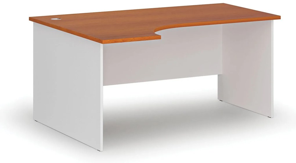 Rohový kancelářský psací stůl PRIMO WHITE, 160x120 cm, levý, bílá/třešeň