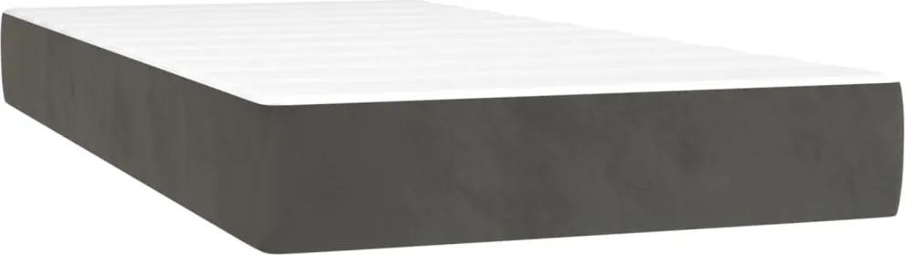 vidaXL Box spring postel s matrací a LED 90x190 cm samet [3139416] Barva: Tmavě šedá