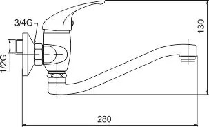 Novaservis Metalia 55 55074L.0 dřezová / umyvadlová baterie lékařská nástěnná 100 mm