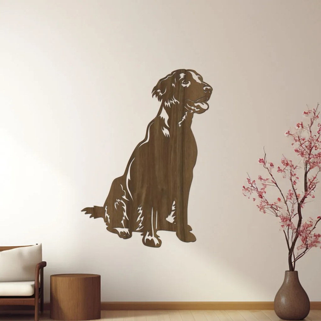 dřevo života Dřevěný obraz psa Flat coated retriever Rozměry (cm): 30x40, Barevný vzor: Javor
