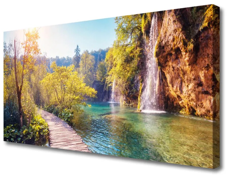 Obraz na plátně Jezero Krajina Vodopád 100x50cm