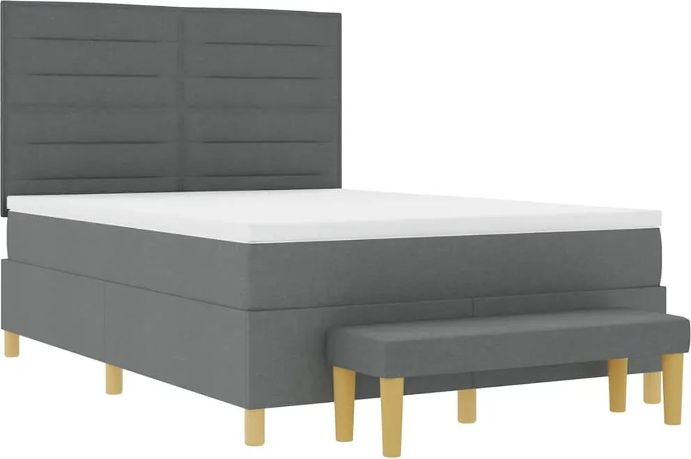 Postel s boxspringem s čelo Tmavě šedá 190 x 140 cm textil 3344220