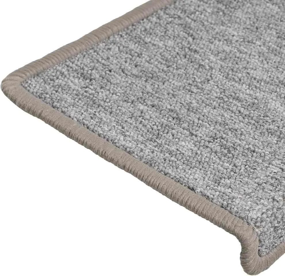 Schodové rohože 15 ks 65 x 21 x 4 cm světle šedé s obdélníkovým okrajem 134570