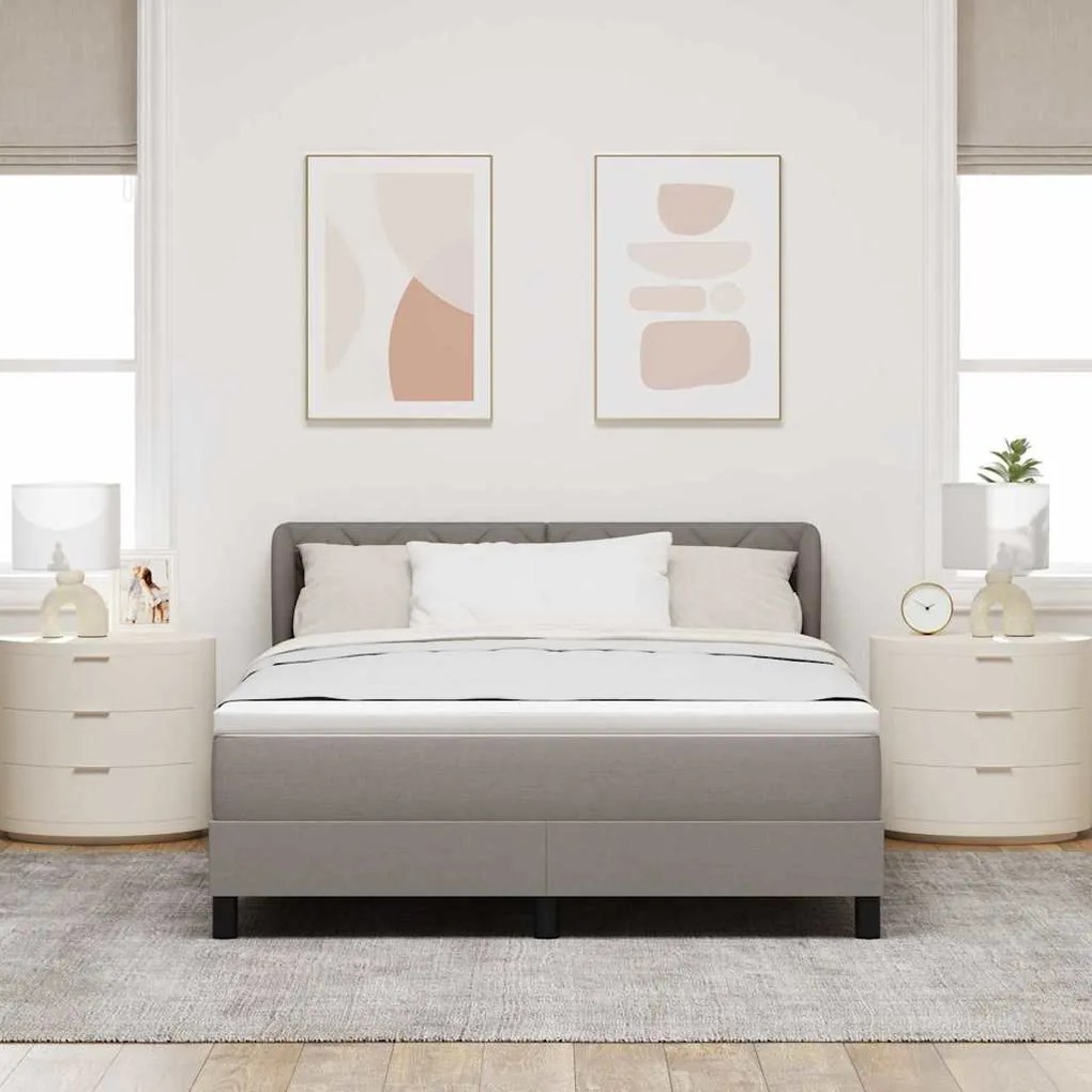 Postel s boxspringem s čelo Taupe 160 x 200 cm textil 3340098