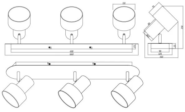 Trio - Bodové svítidlo WAILER 3xGU10/5W/230V matný chrom