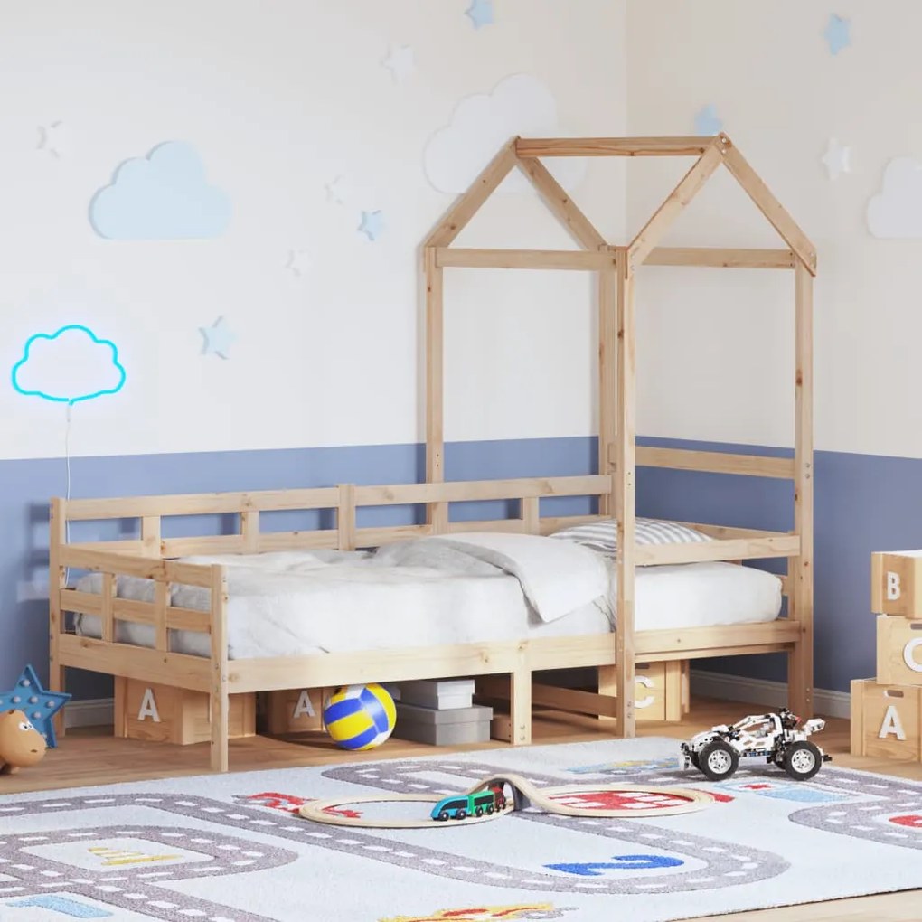 Válenda se střechou 80 x 200 cm masivní borové dřevo 3282326