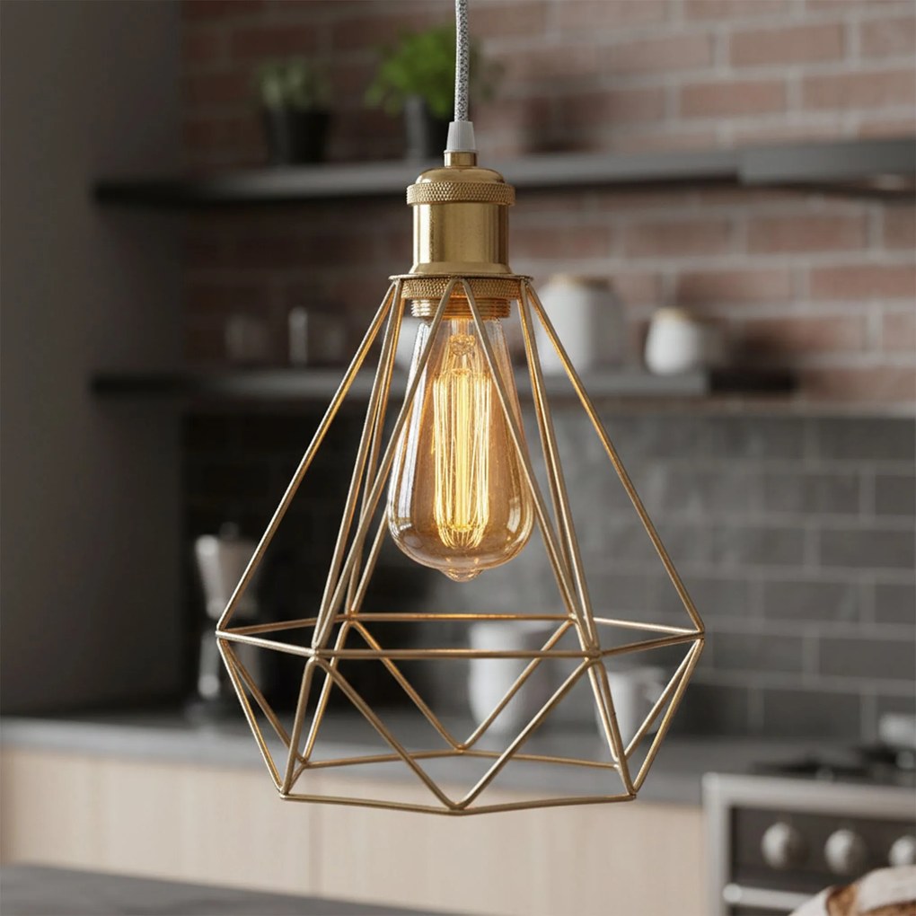 Toolight - Závěsná lampa kovová 392197, zlatá, OSW-09680