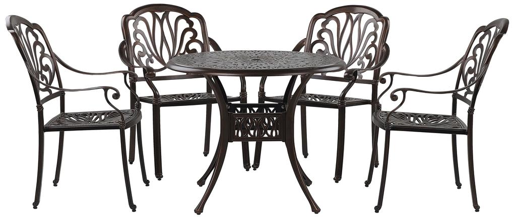 Zahradní stůl a 4 židle ANCONA hnědé Beliani