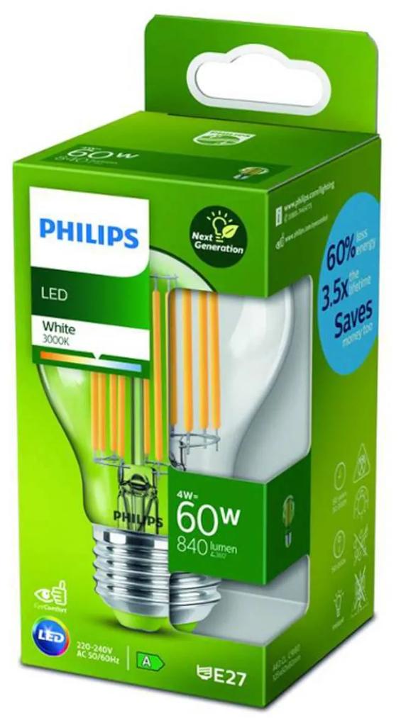 Philips LED žárovka E27 4W 3000K filament 840 lm